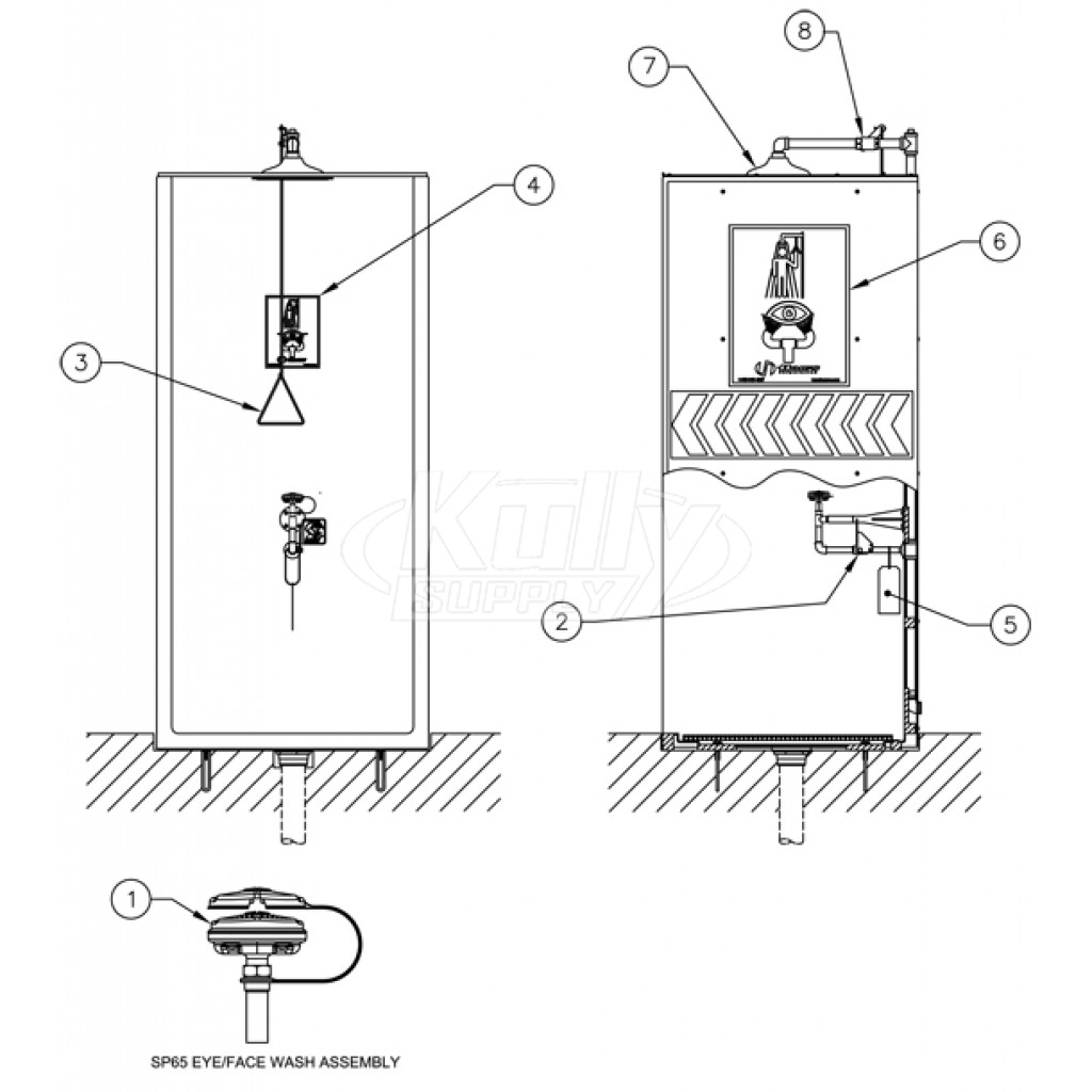 Haws 8605WC Shower Parts Breakdown | KullySupply.com