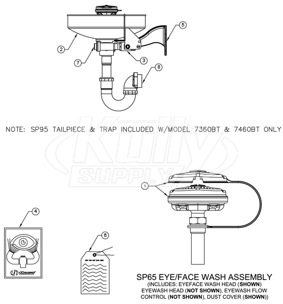 Haws 7360B-7460B AXION MSR Wall-Mounted Eye/Face Wash | KullySupply.com